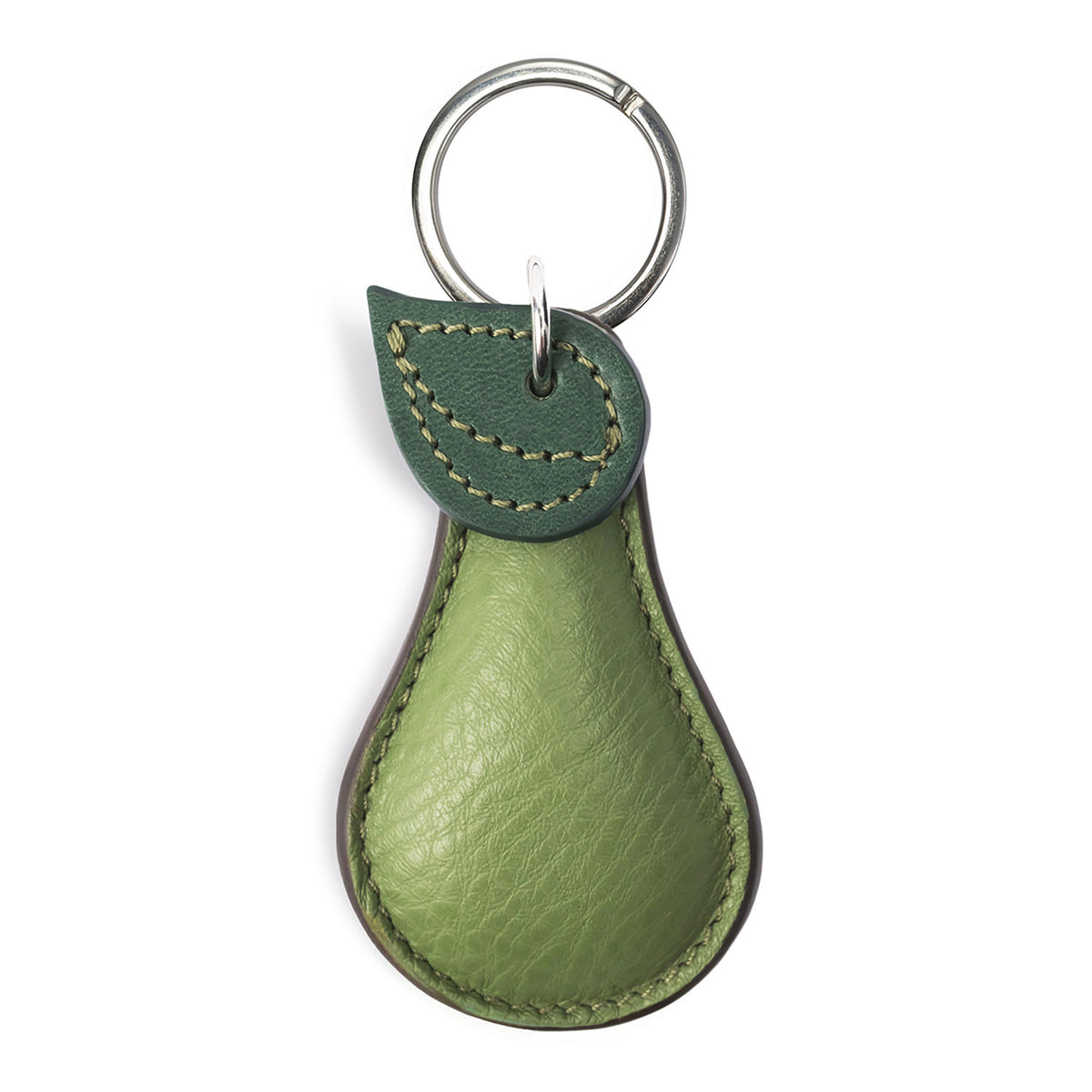 Personalised Leather Keyring, Pear Shape, Textured Green – Anya Sushko ...